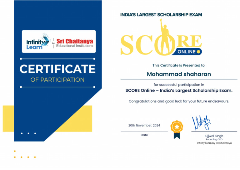 Score Participation Certificate | PDF