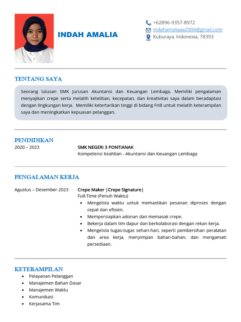CV Indah Amalia | PDF