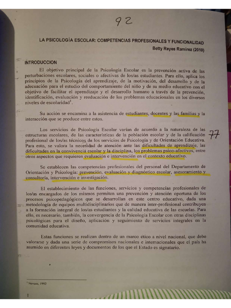 Funciones del Psic-logo Escolar | PDF