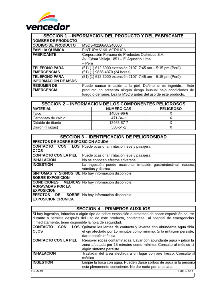 Pintura Vinil Acrilica Supermate Vencedor | PDF | Agua | Ventilación (Arquitectura)