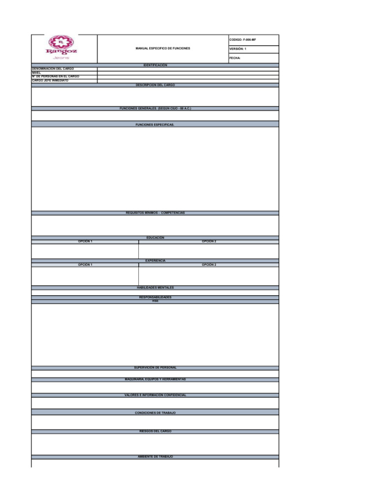 Anexo 20-Formato Manual de Funciones | PDF