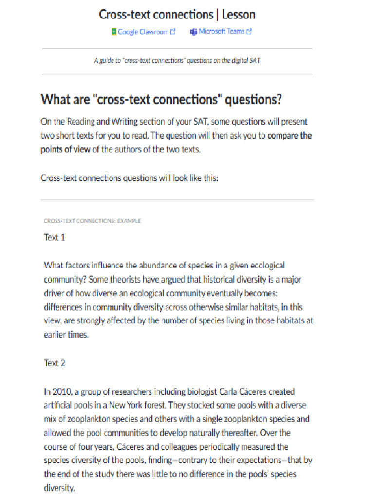 Cross-Text Connections Lesson | PDF