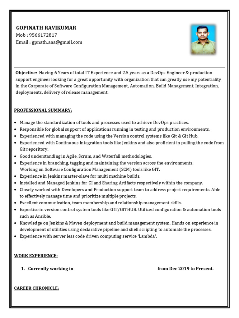 Gopinath Ravikumar - AWS & Devops - Updated | PDF | Version Control | Information Technology