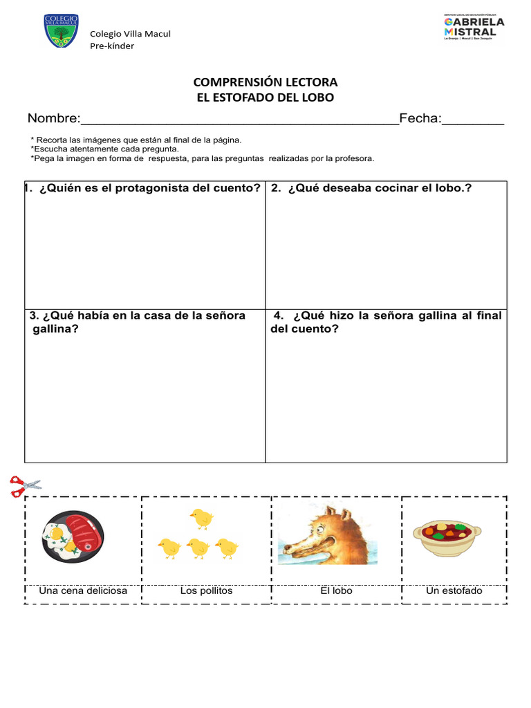 Comprensión El Estofado Del Lobo | PDF | Cocina europea | Preparación ...