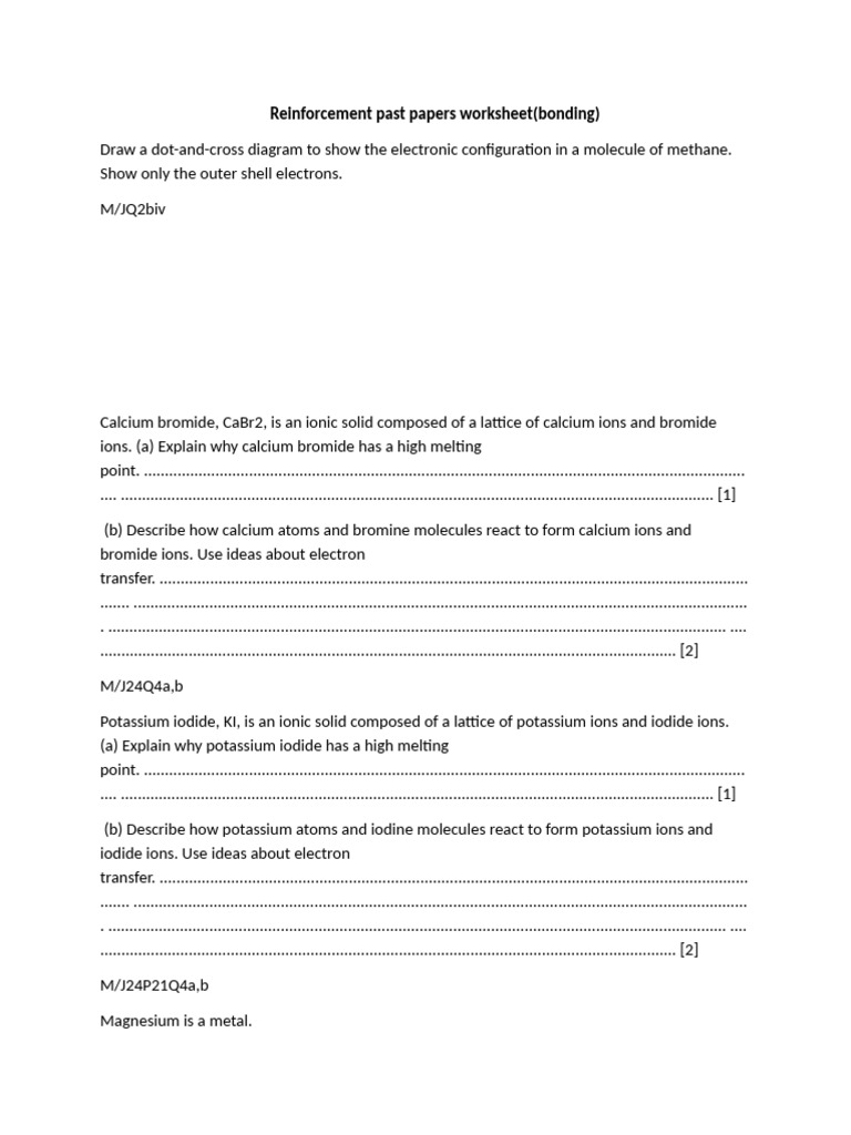 Reinforcement Worksheet: Ionic Bonding Concepts | PDF | Ion | Chloride