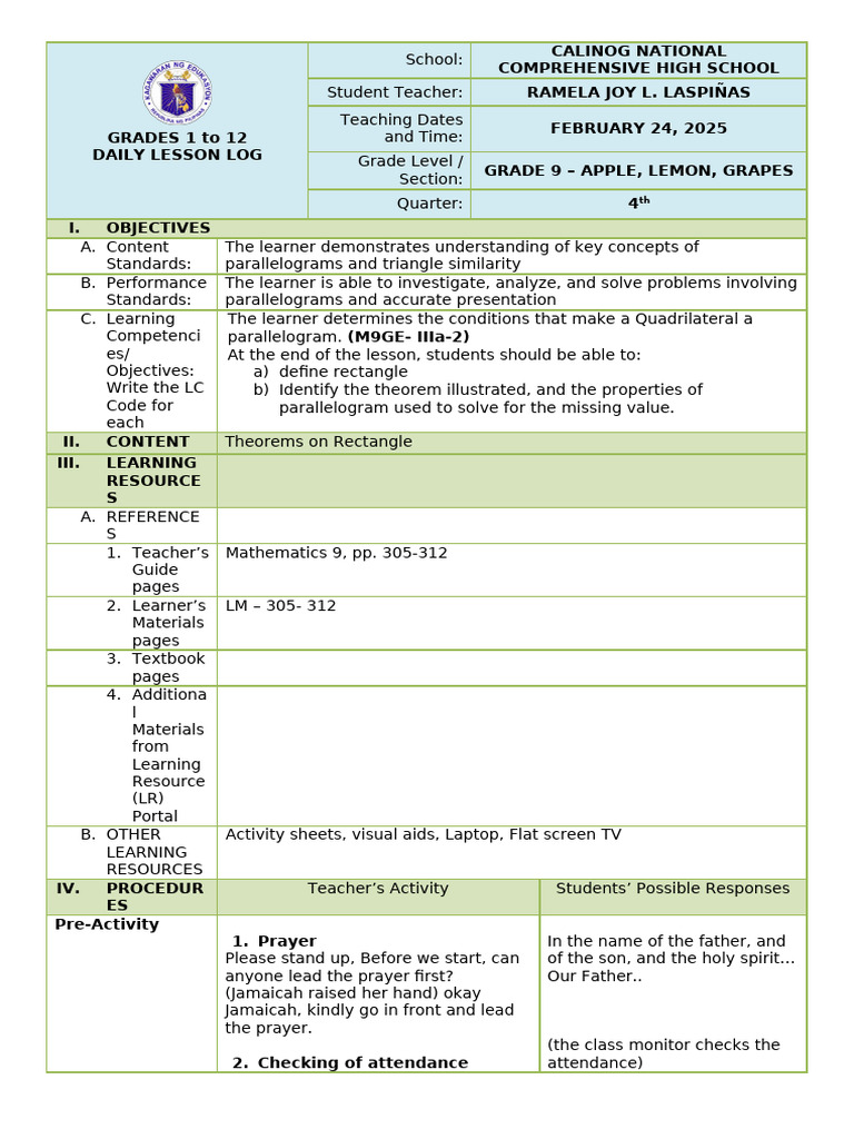 Day 3 - Theorems on Rectangle | PDF | Rectangle | Perpendicular