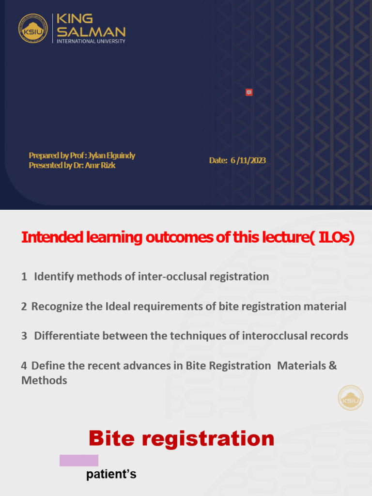 Lec 5 - Interocclusal Record | PDF | Dentistry Branches