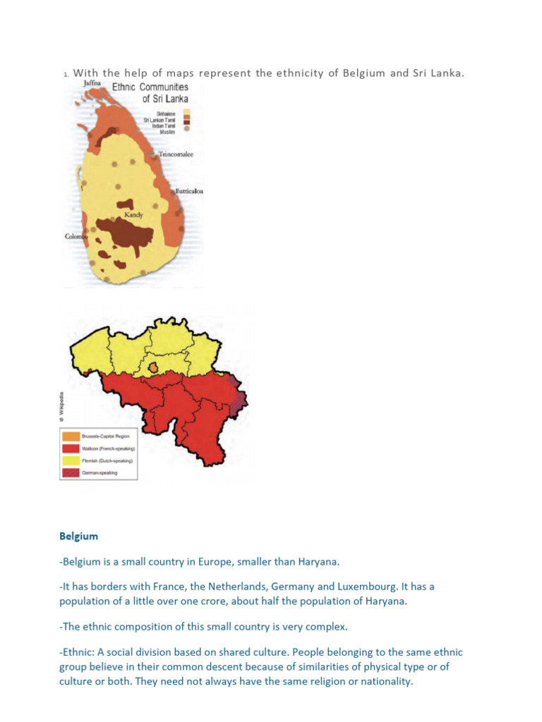 Ethnic Composition of Belgium and Sri Lanka | PDF | Sri Lanka | Belgium