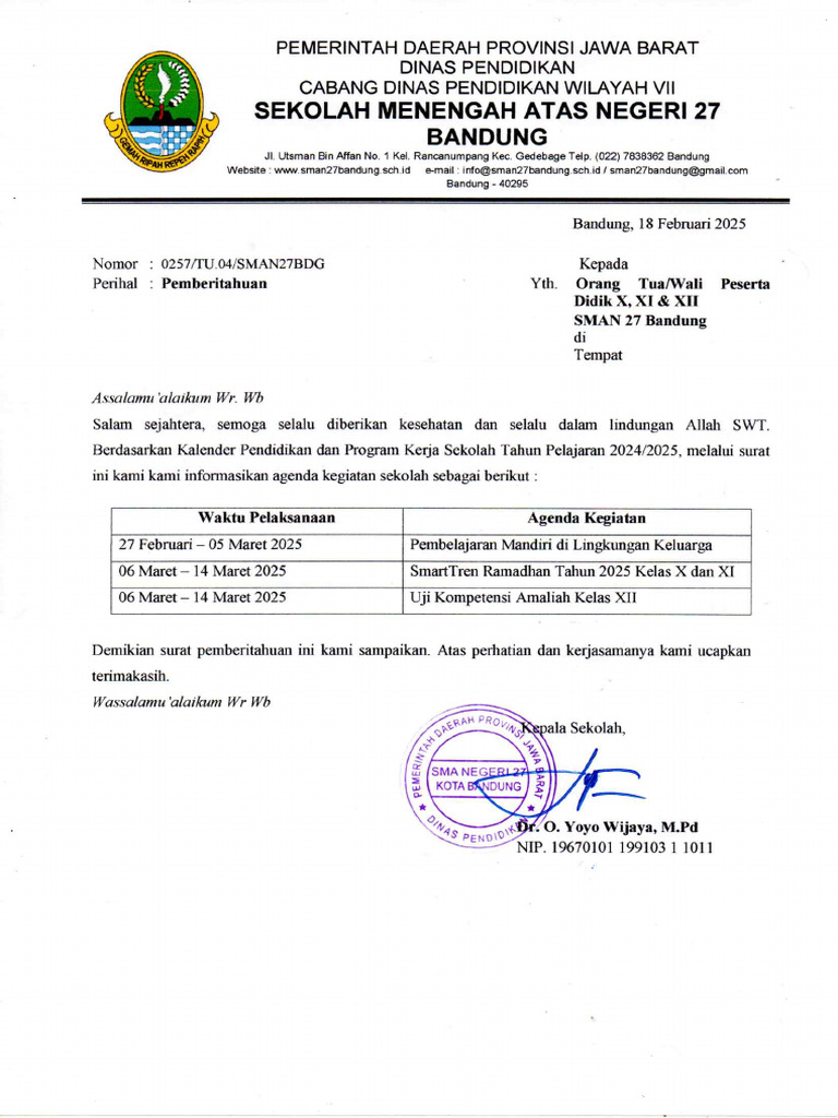 Surat Edaran Kegiatan Bulan Ramadhan | PDF
