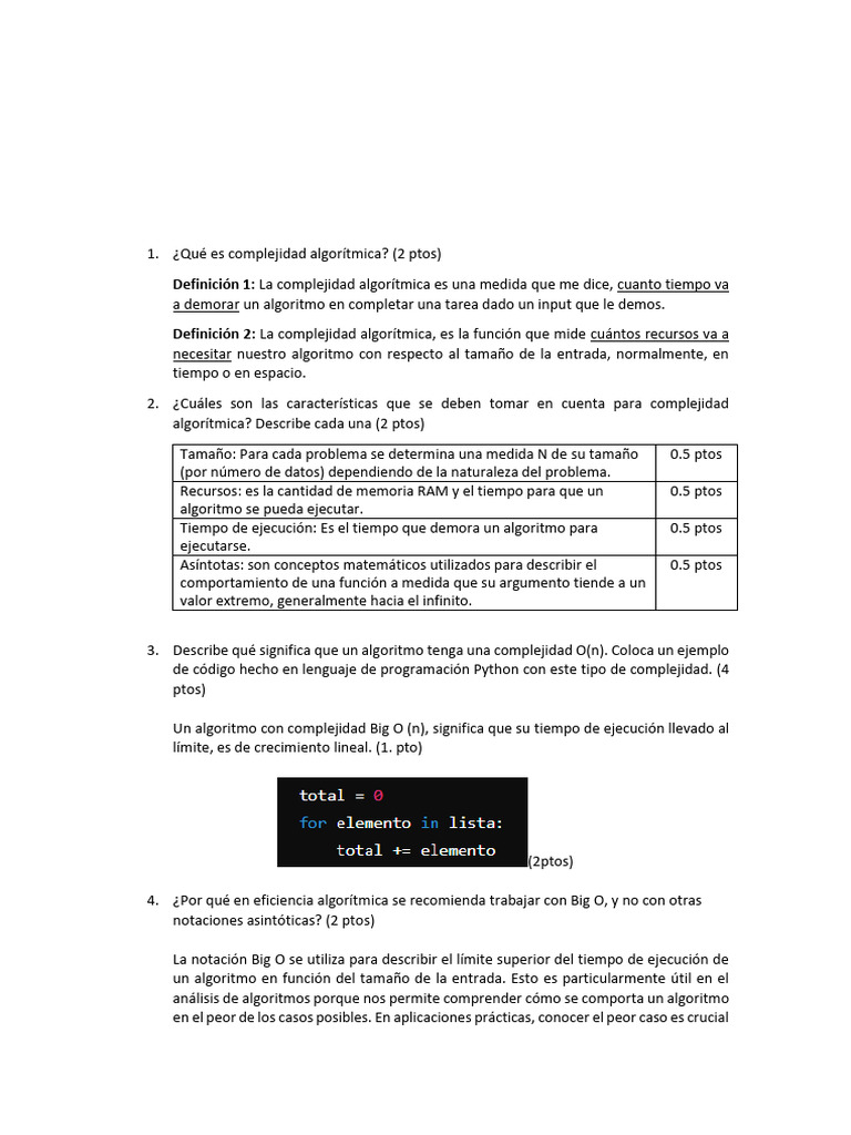 Complejidad Algorítmica y Ejercicios Python | PDF | Algoritmos | Teoría ...