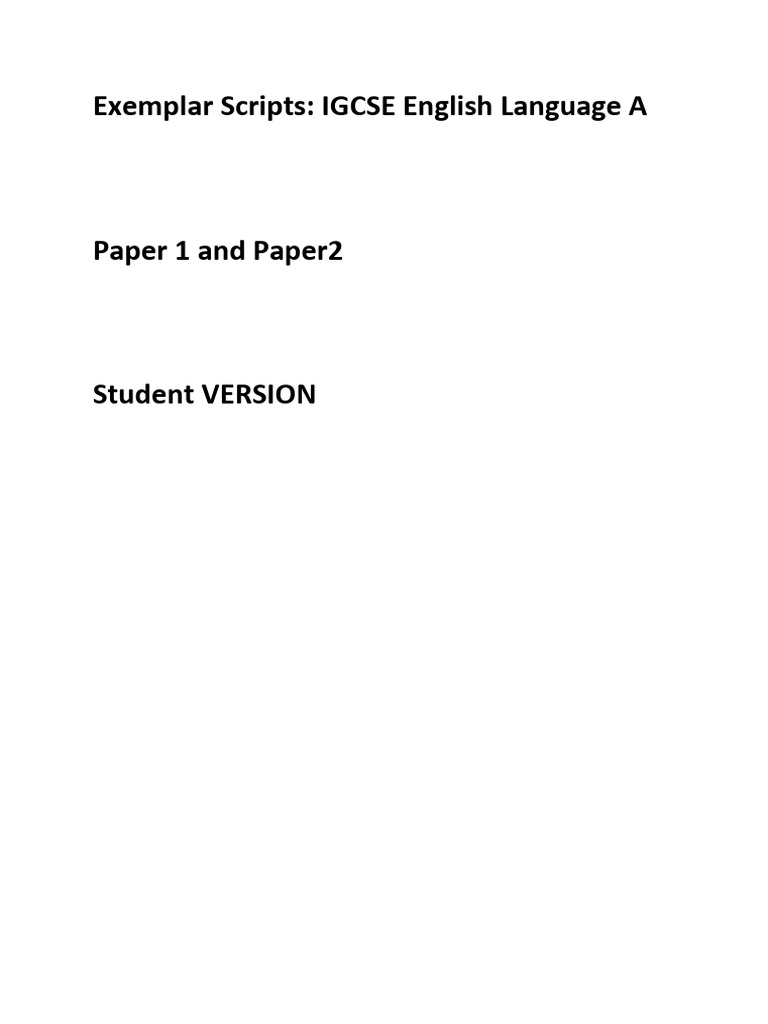 Student Igcse Exemplar Scripts | PDF