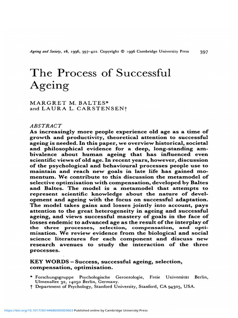 The Process of Successful Ageing 2y8swdsbbw | PDF | Ageing | Goal