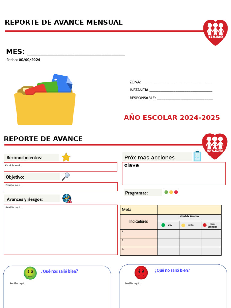 Reporte Mensual de Avance 2024-2025 | PDF