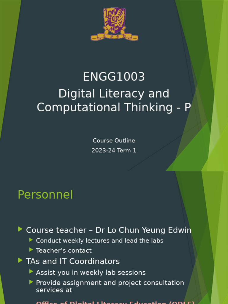 ENGG1003 P CourseOutline 2023-24term1 | PDF | Educational Technology ...