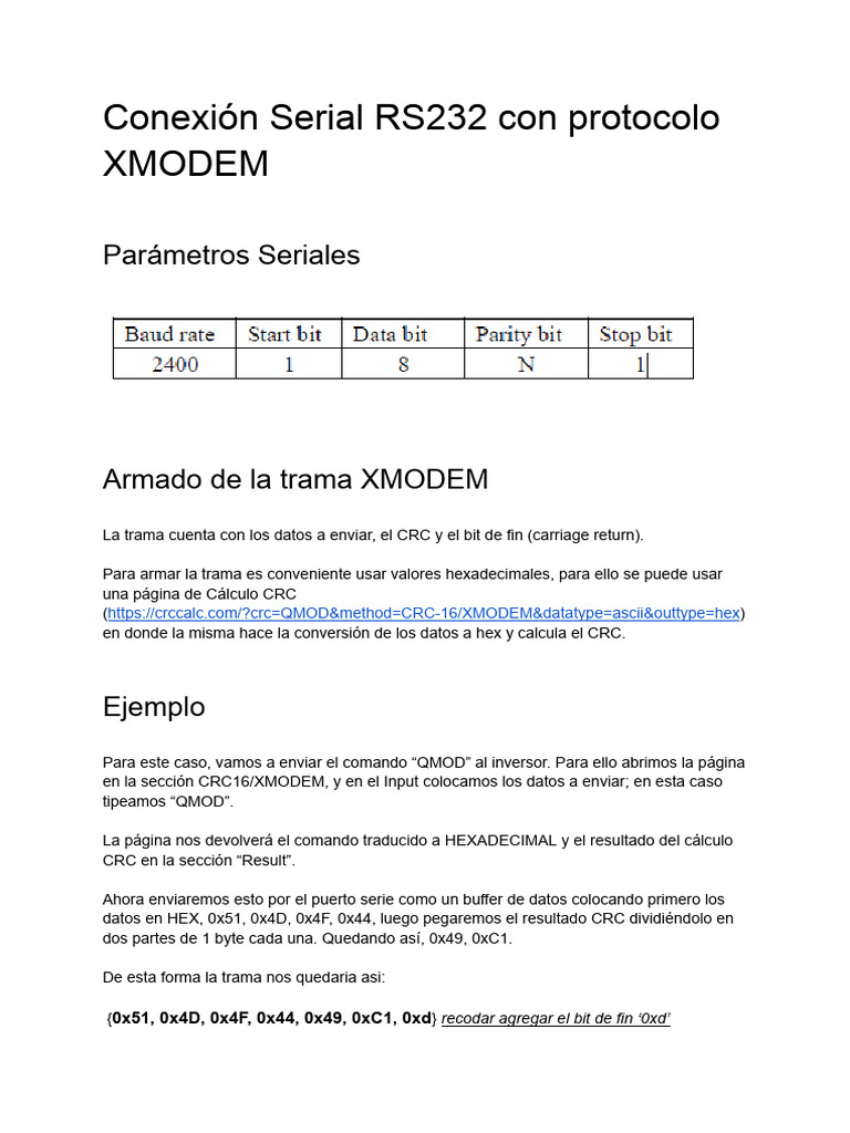 Establecer Una Conexion XMODEM Con Inversores Voltronic | PDF
