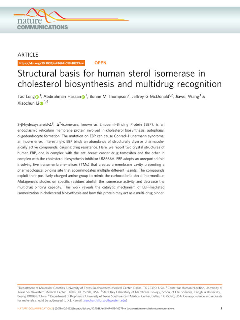 EBP2, Xiaochun Li 2019 | PDF | Ligand (Biochemistry) | Cell Membrane