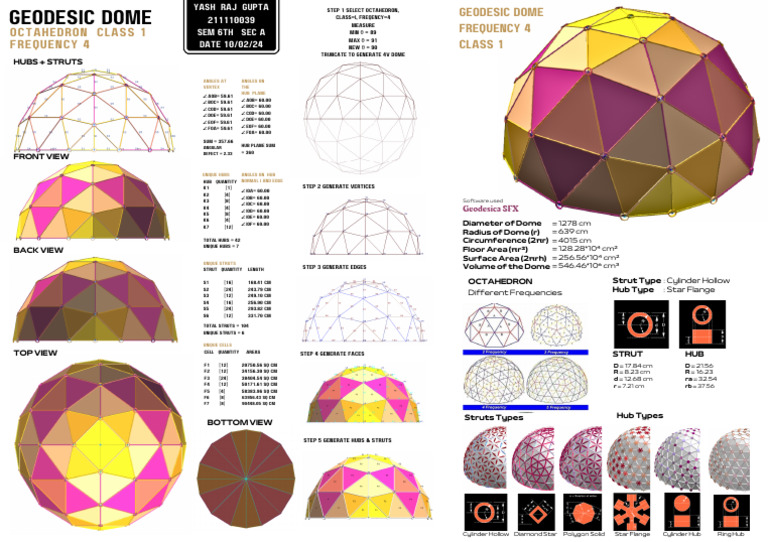 21111039_SEM_6_BMC_GEODESIC DOME SHEET | PDF | Angle | Geometric Shapes