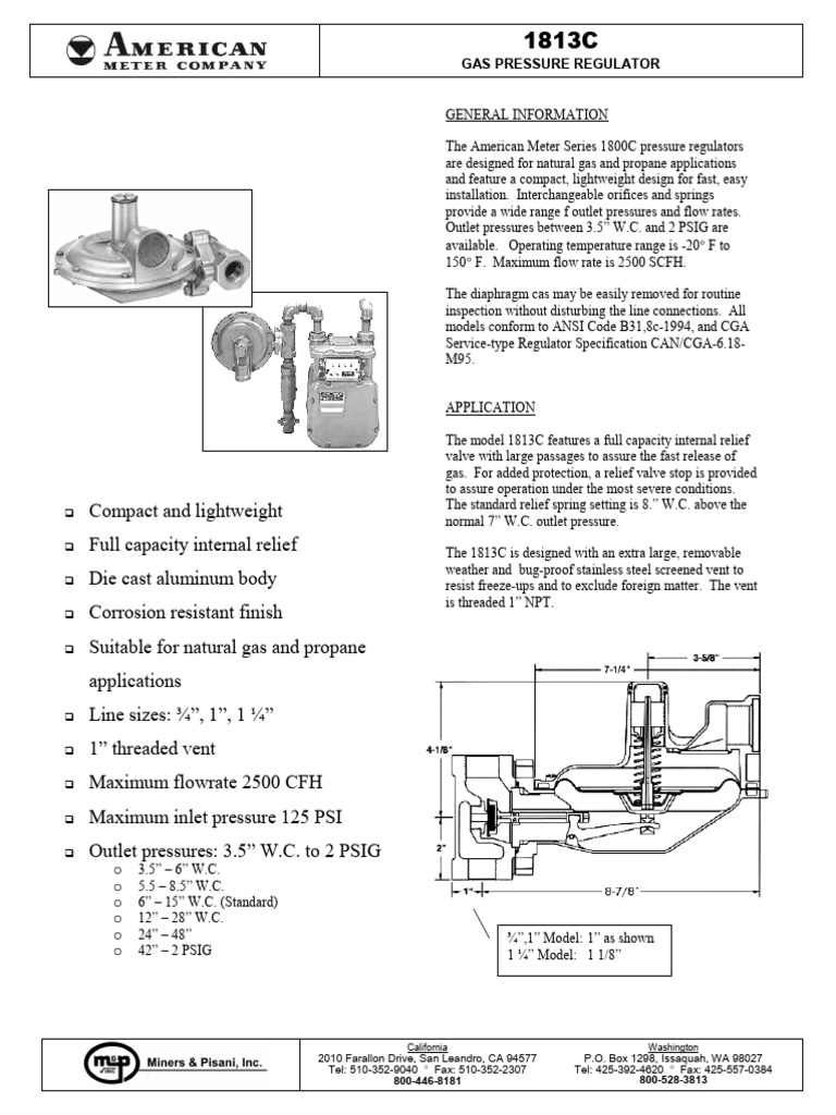 1813C Gas Pressure Regulator | PDF | Plumbing | Mechanical Engineering