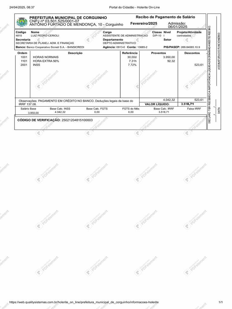 holerite prefeituta atualizado | PDF