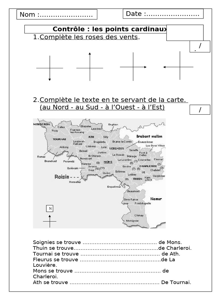 Exercice sur les points cardinaux | PDF