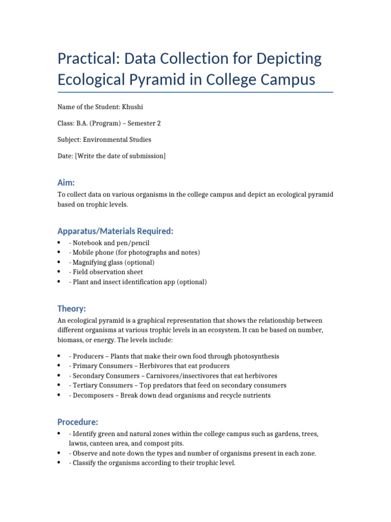 Ecological Pyramid Data Collection Guide | PDF | Food Web | Ecology