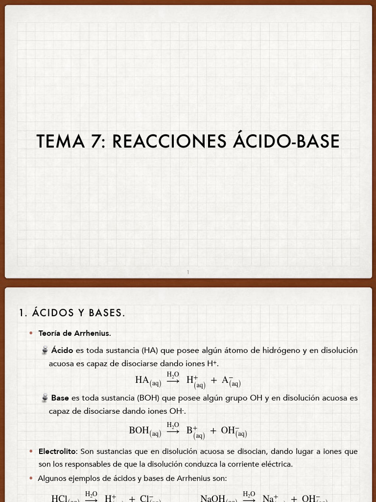 Reacciones Ácido-Base: Teorías y Ejemplos | PDF | Ácido | Sal (química)