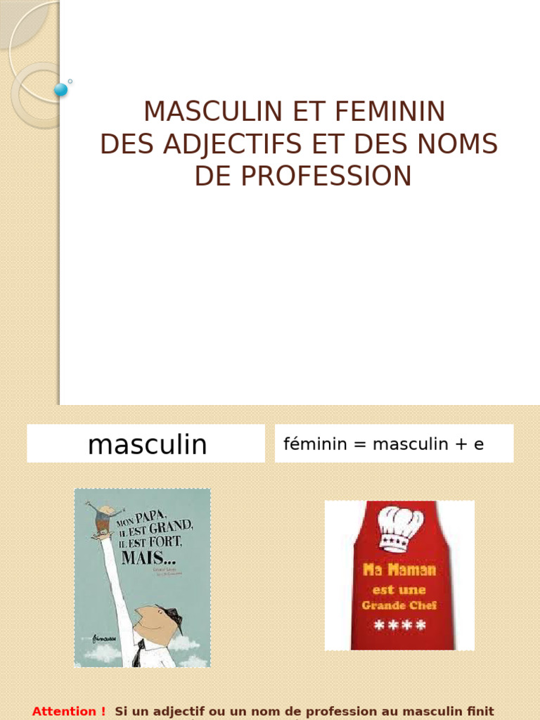 Adjectifs et Noms de Profession : Féminin | PDF
