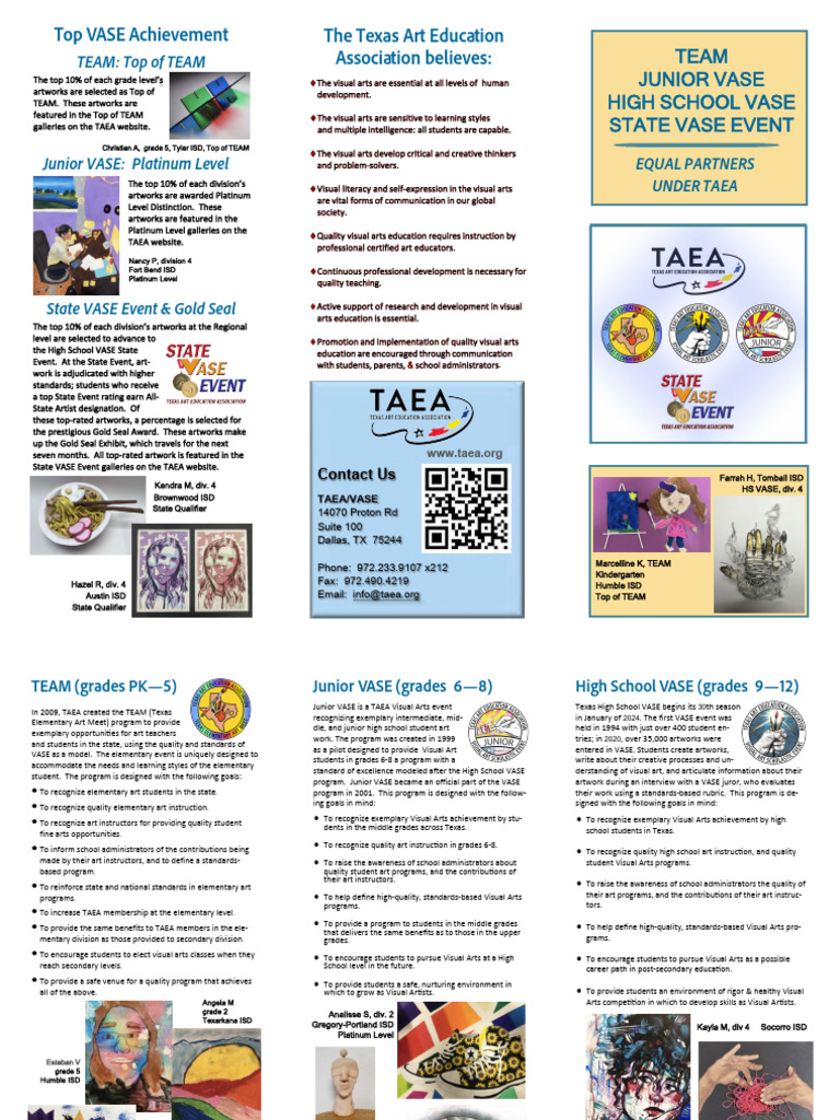 Taea Vase Brochure 2024 | PDF | Learning | Cognition