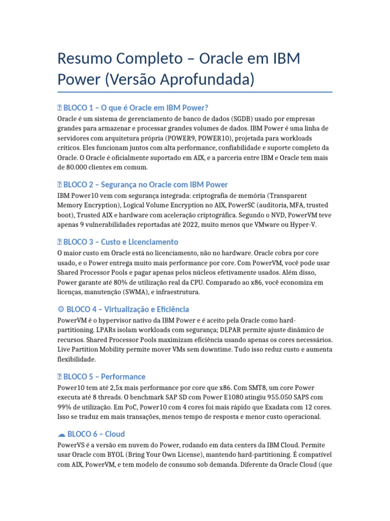 Oracle e IBM Power: Performance e Segurança | PDF | Computação em nuvem ...