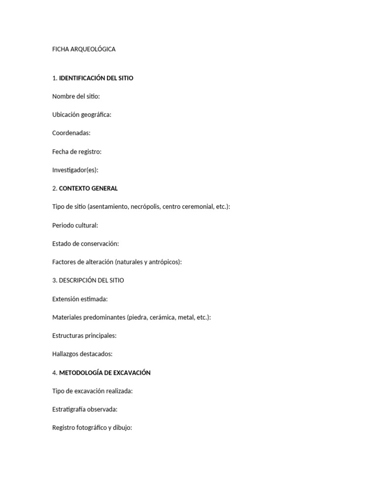 Ficha Arqueológica | PDF