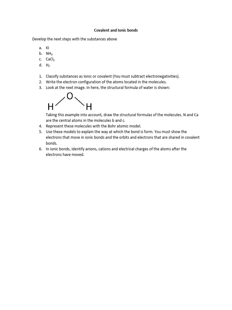 Covalent and Ionic Bonds Activity | PDF