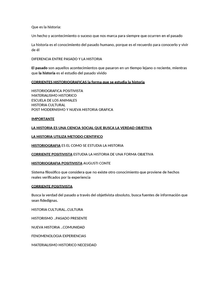 Historia: Definición y Corrientes Clave | PDF