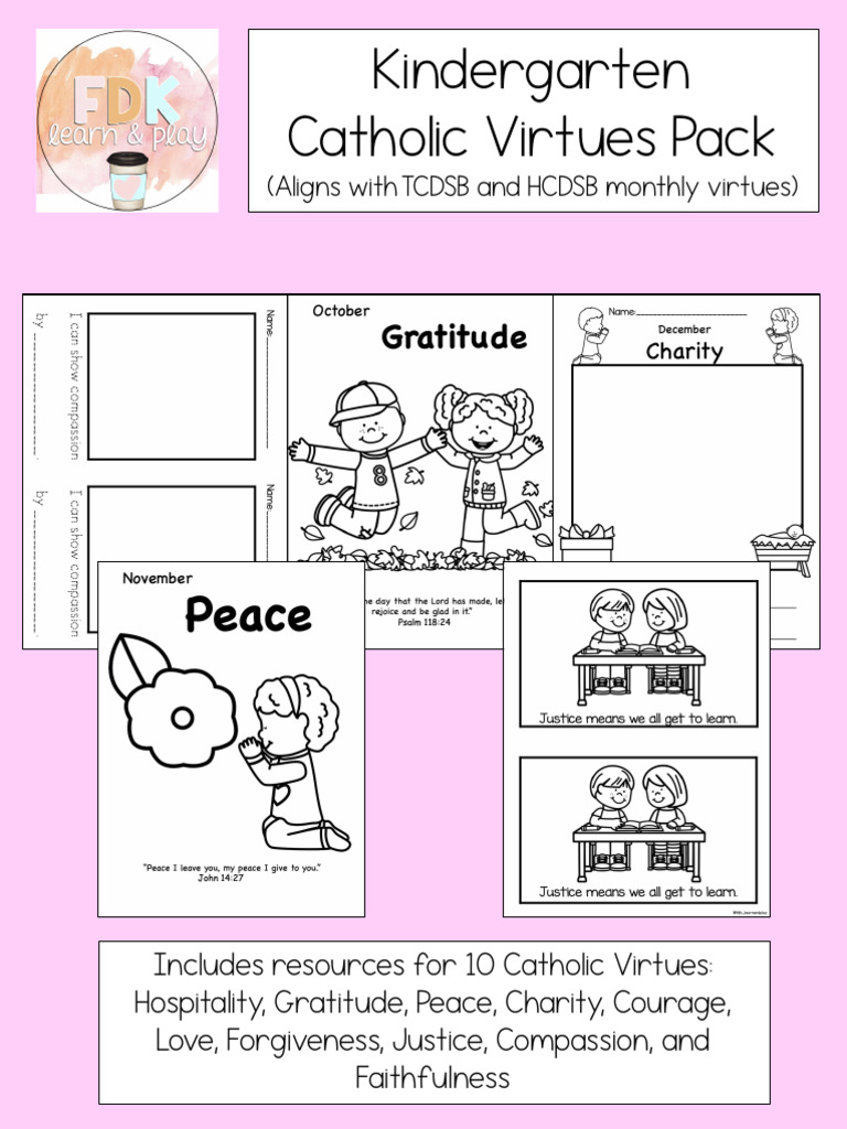 Catholic Virtues Pack for Kindergarten | PDF | Compassion | Gratitude