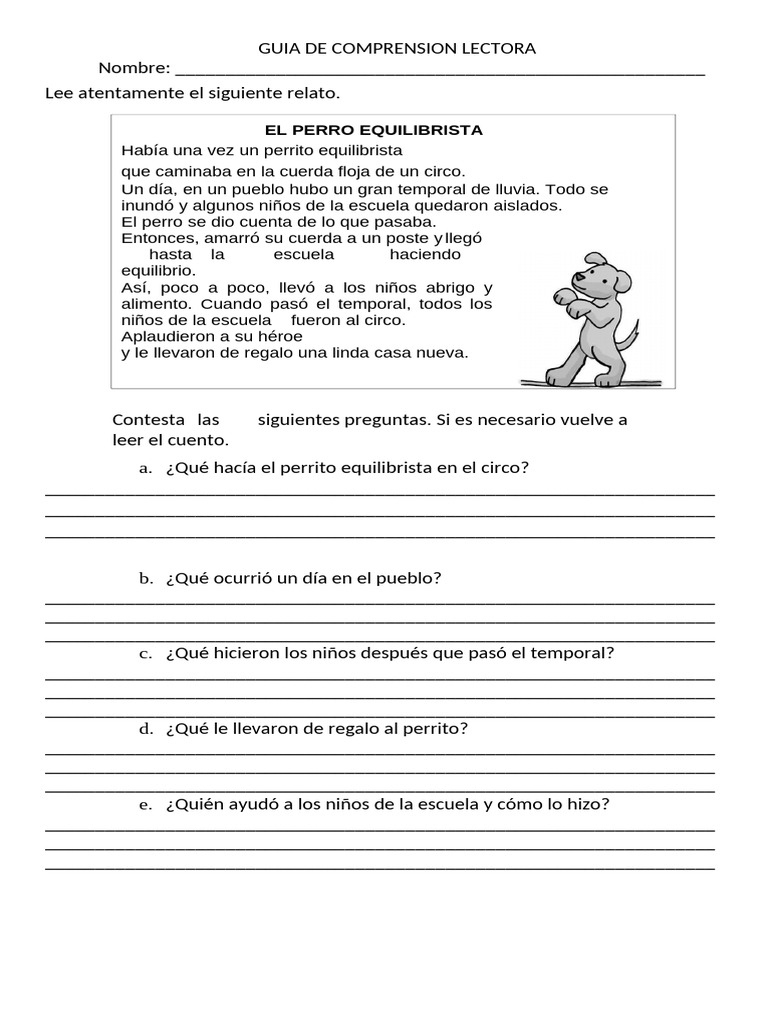 Guia de Comprension Lectora para Casa | PDF