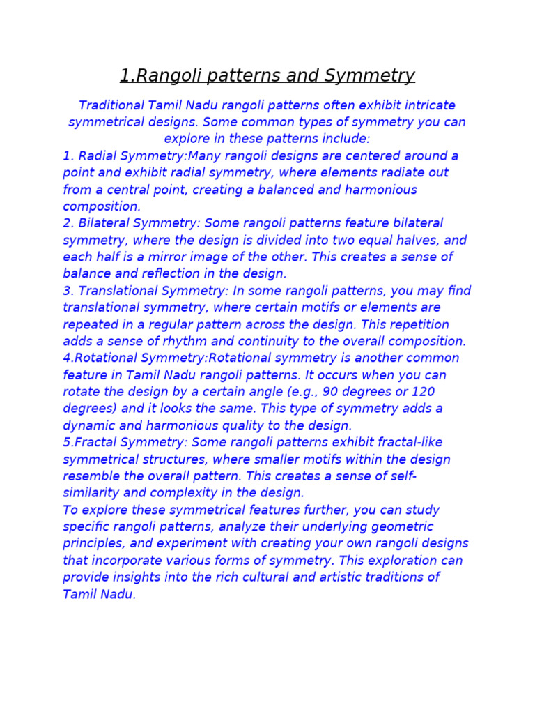 1.rangoli Patterns and Symmetry | PDF