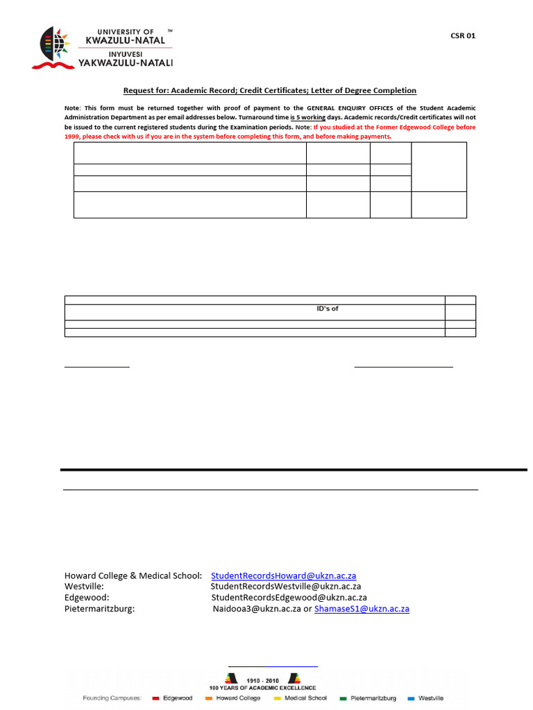 Academic Records Application Form | PDF
