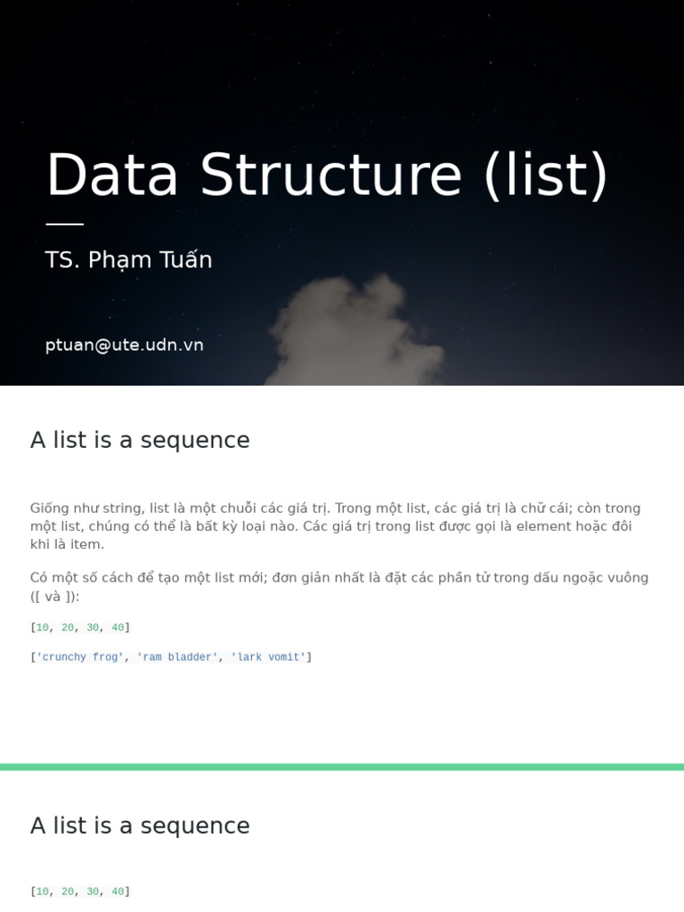 Tuần 3_ Data Structure (list) | PDF