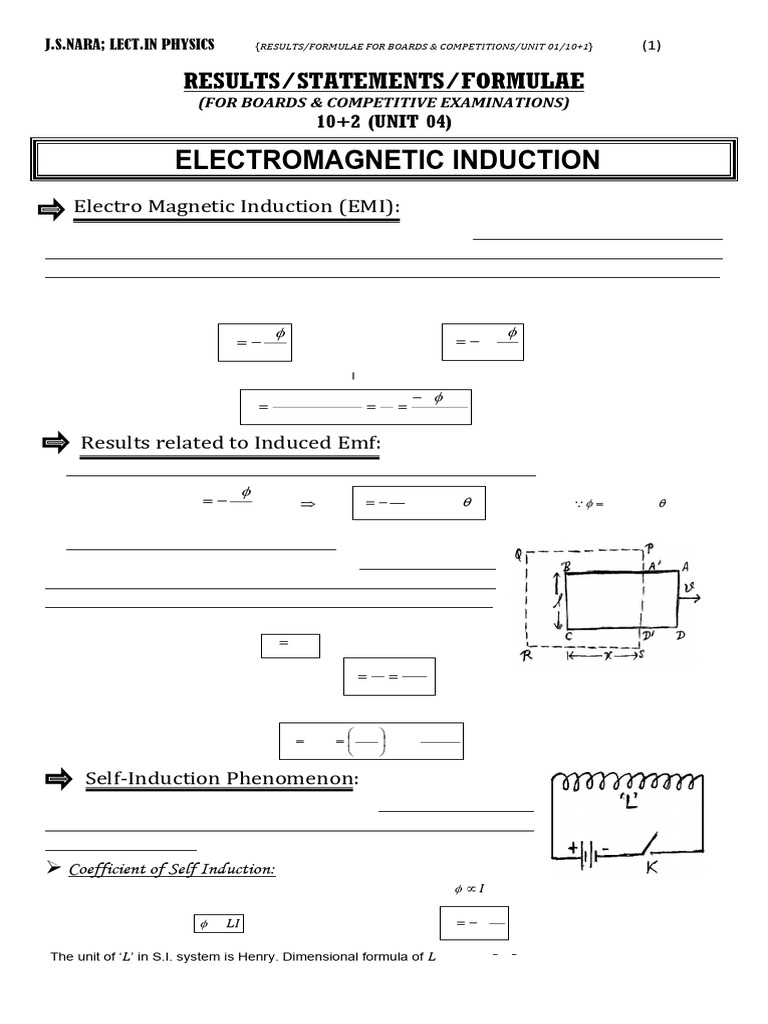 U-04) Electromagnetic Induction | PDF | Electromagnetic Induction | Inductance