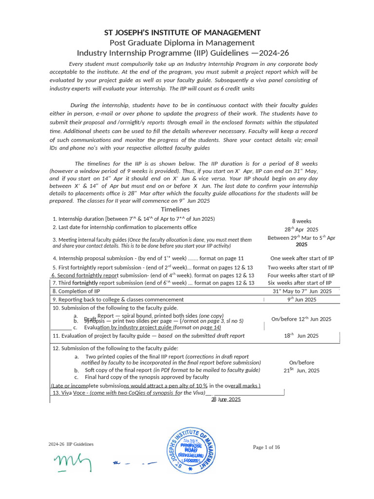 IIP Guidelines 2024-26 Batch | PDF | Bibliography | Business