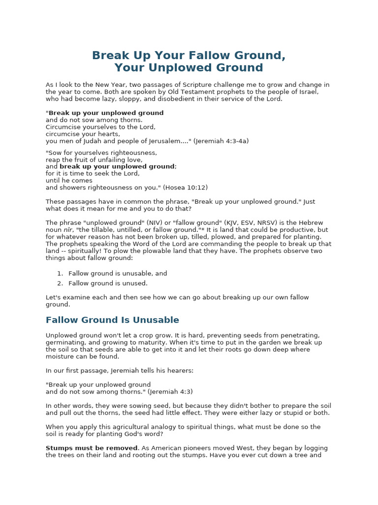 Break Up Your Fallow Ground | PDF | Plough | Crop Rotation