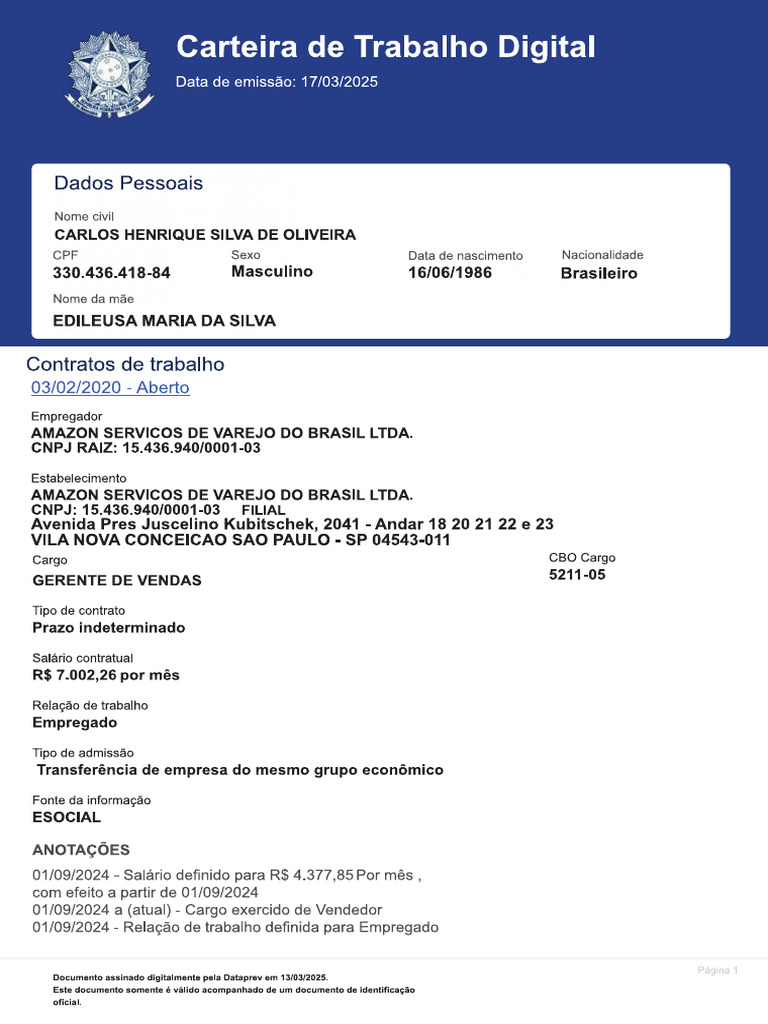carteira de trabalho- | PDF