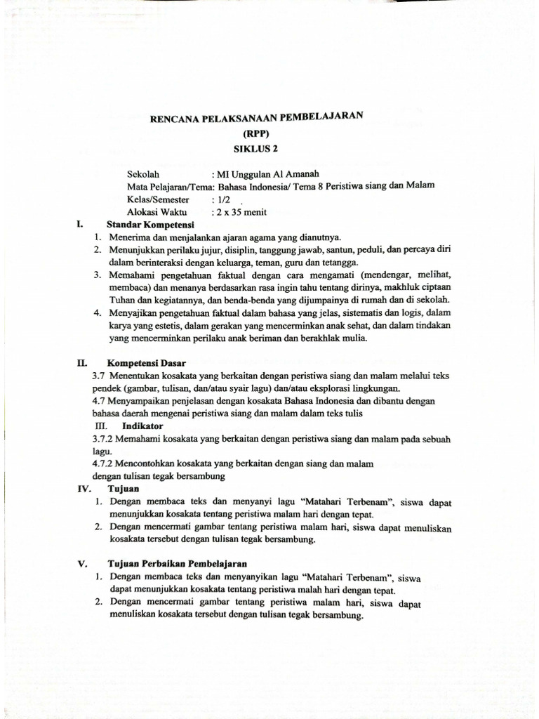 RPP Siklus 1 | PDF