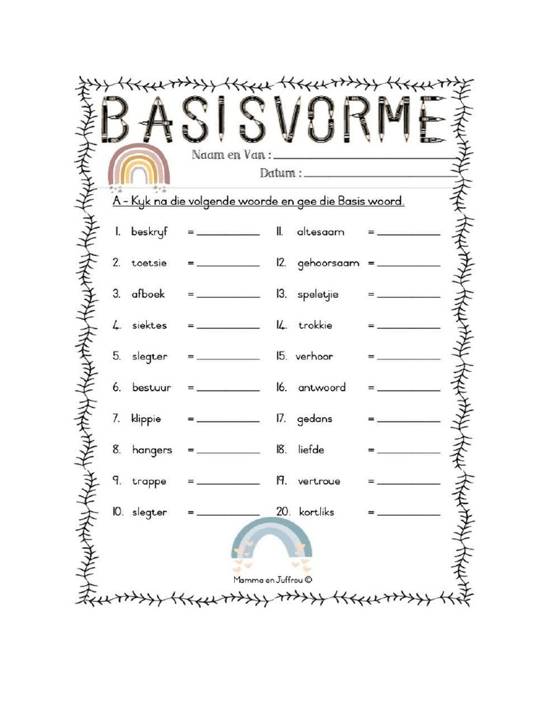 Basisvorme Graad 5 Werkkaart | PDF