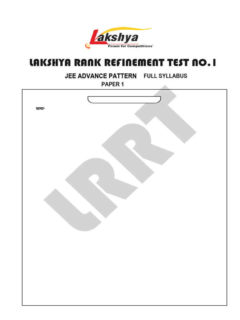 JEE Advance LRRT Paper 1 Guidelines | PDF | Atmosphere Of Earth ...