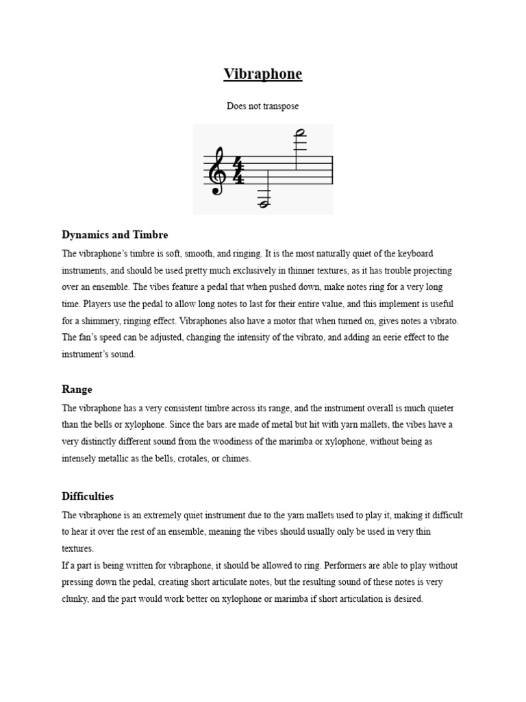 Orchestration Charts - Vibraphone | PDF