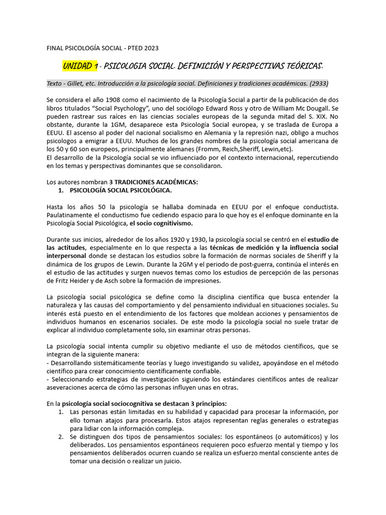 Final Psico Social 2023 | PDF | Sicología | Psicología Social