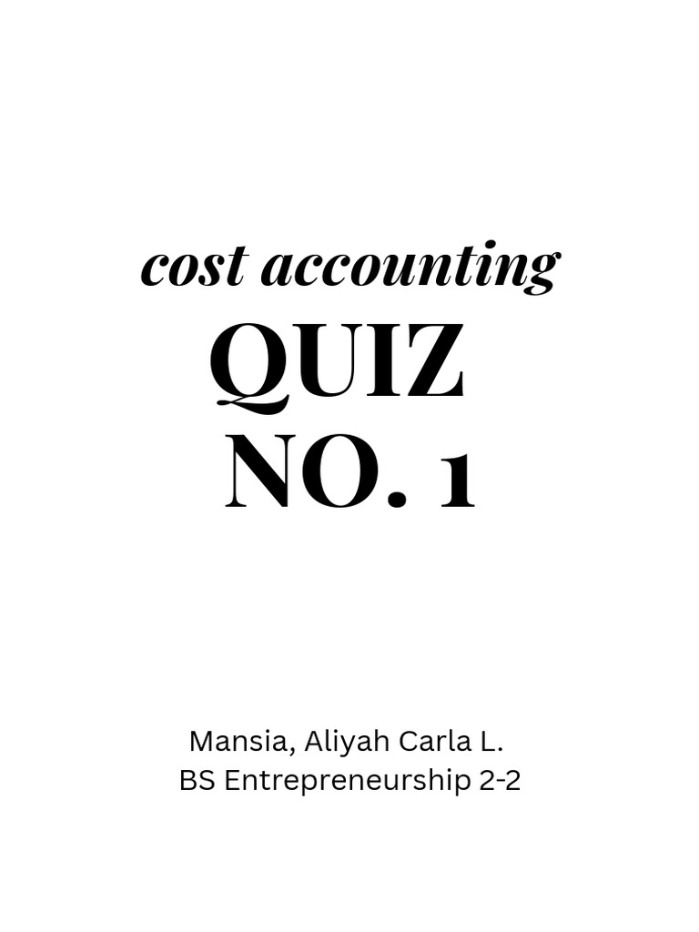 Quiz No. 1 | PDF