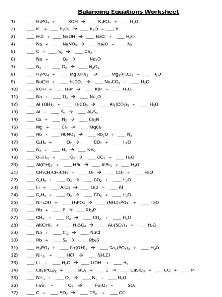 Balance The Equation | PDF