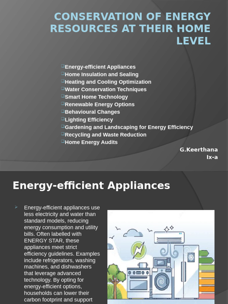 Conservation of Energy Resources at Their Home Level | PDF | Efficient ...