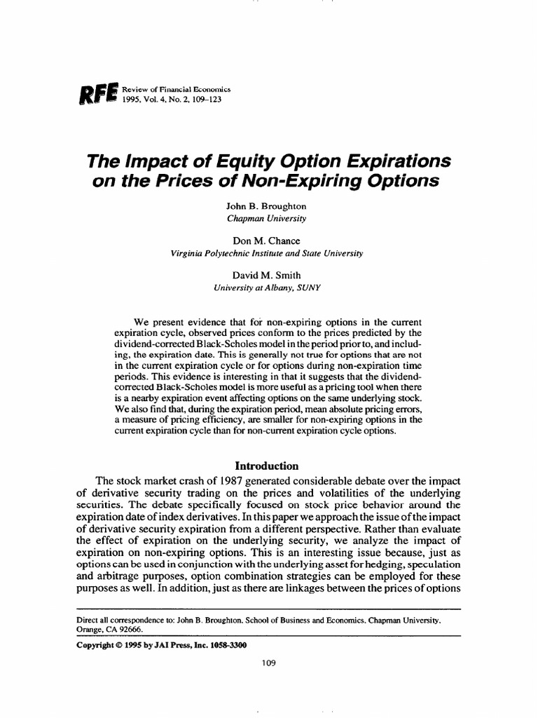 The Impact of Equity Option Expirations On The Pri | PDF | Option ...
